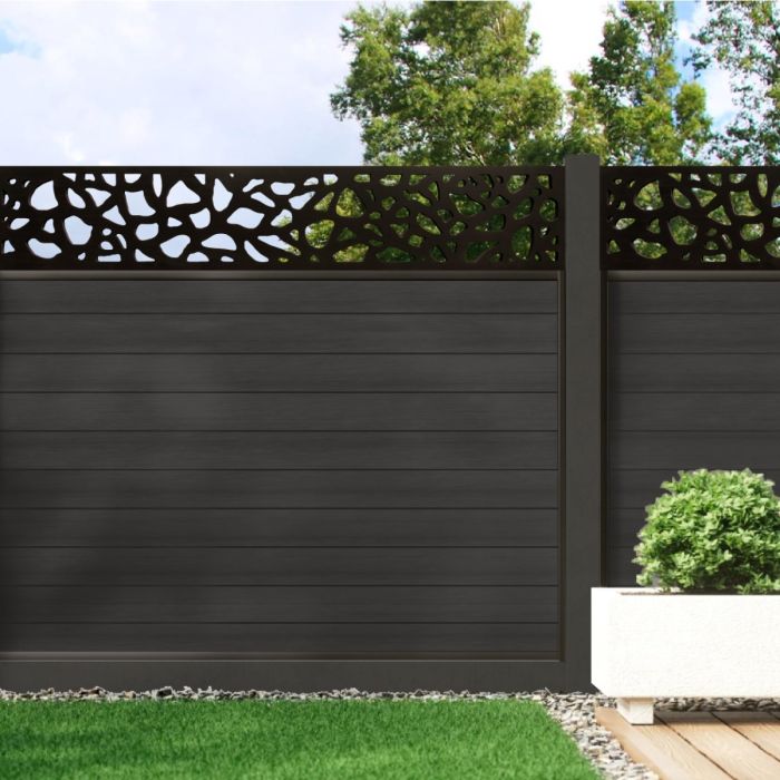 Charcoal - 1.8m Composite Fence Panel Kit With Aluminium Posts (Below ...